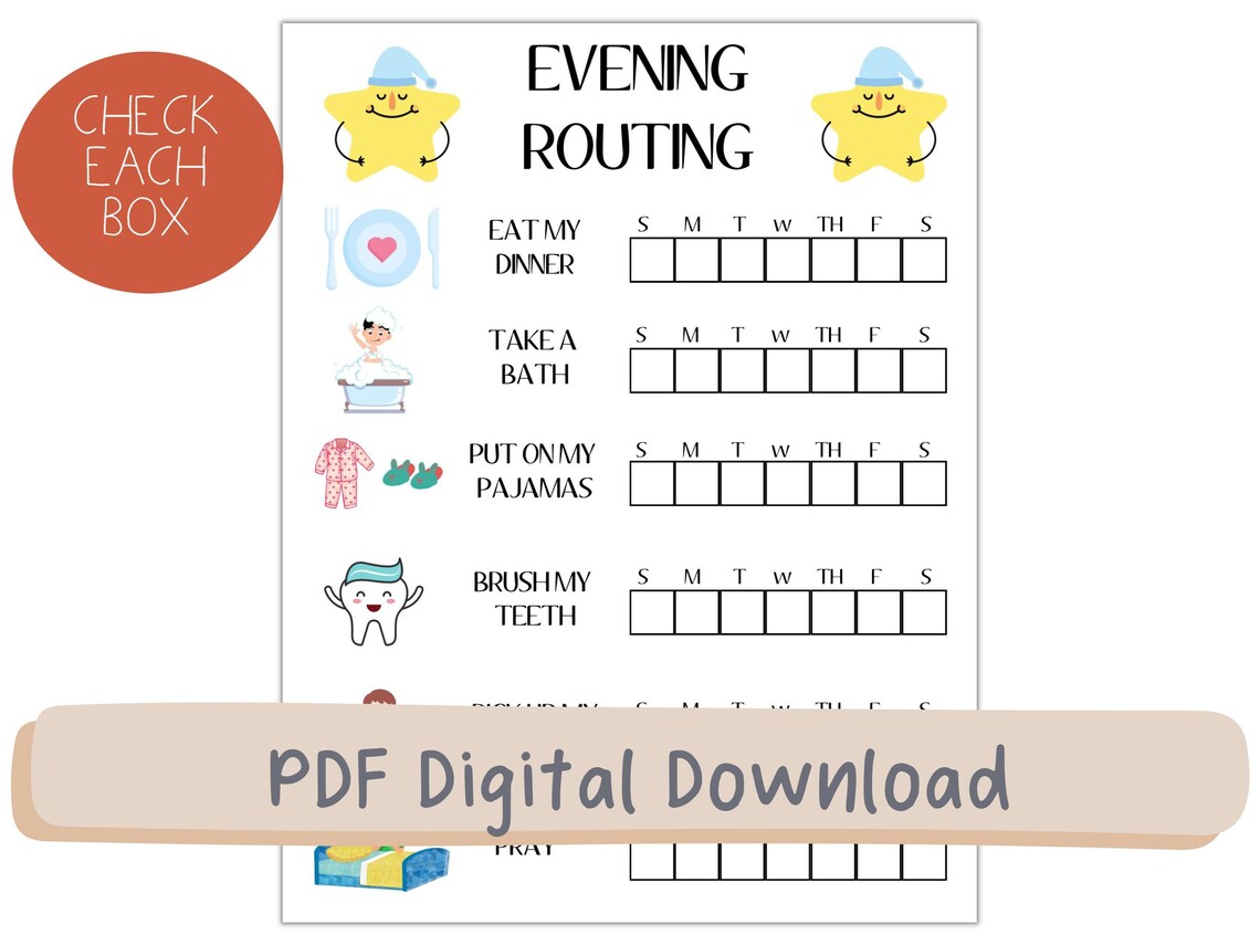 Before Bedtime Chore List, Printable Weekly Planner, Editable Kids ...