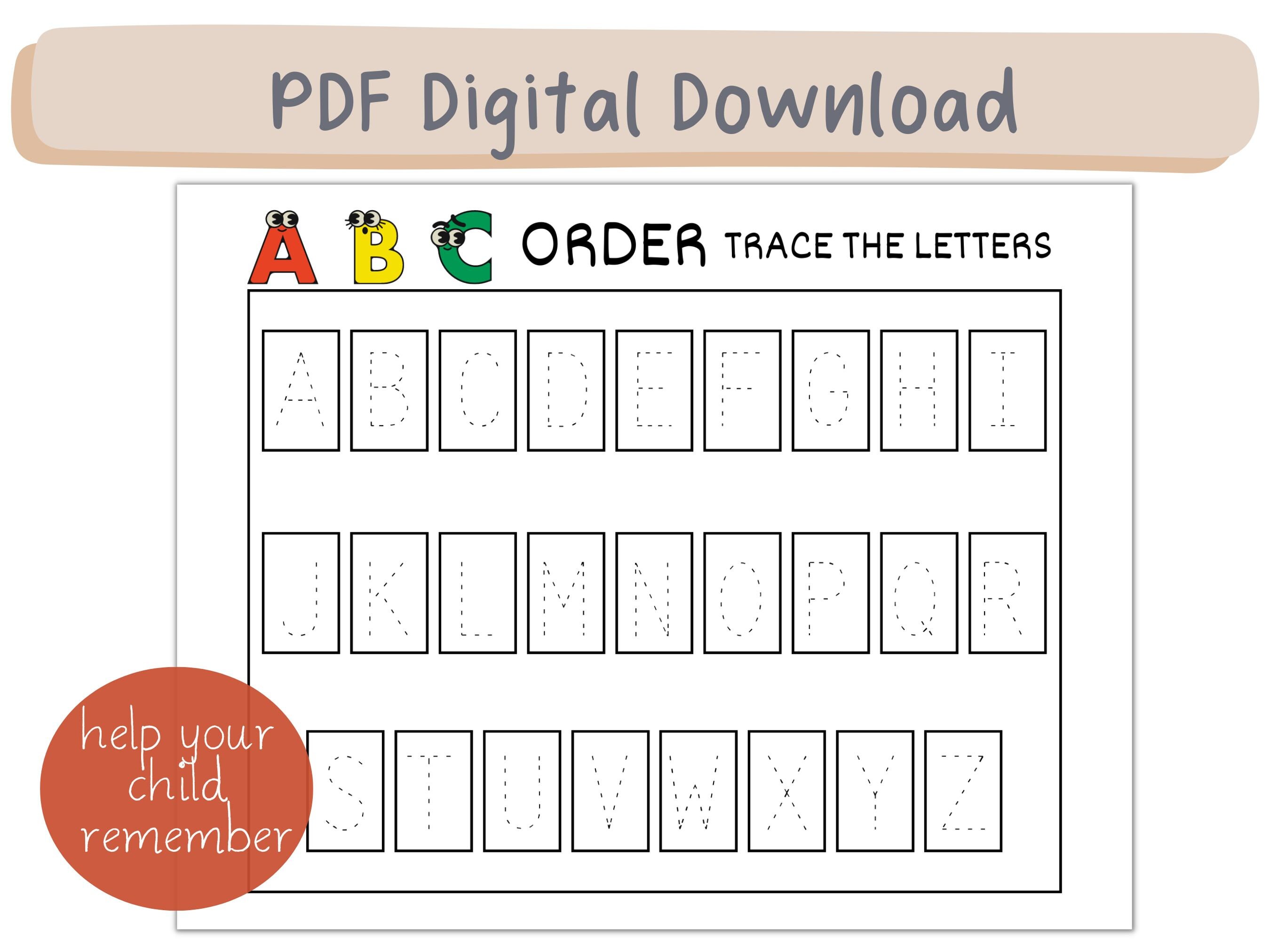 Kindergarten Alphabet Trace Worksheets Perfect for Homeschooling - Etsy