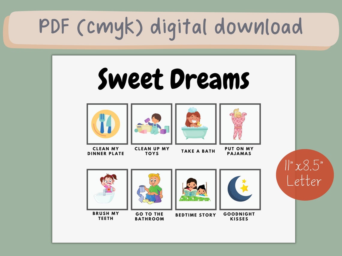 Morning Routine Chart, Bedtime Routine, Visual Schedule, Printable ...