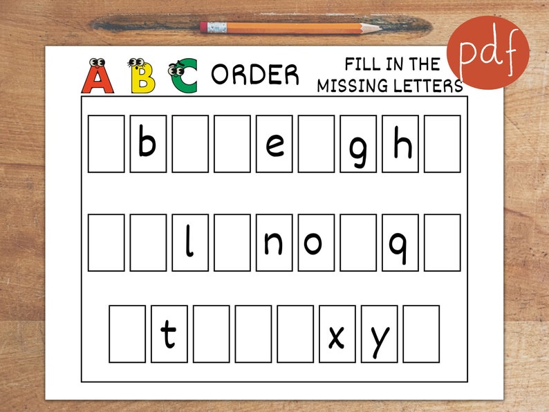 ABC Order ABC Fill In Montessori Printable Homeschool - Etsy