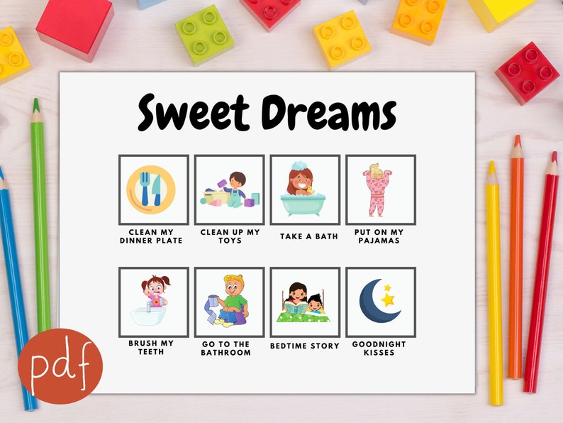 Morning Routine Chart, Bedtime Routine, Visual Schedule, Printable ...
