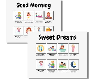 Morning Routine Chart Bedtime Routine Visual Schedule | Etsy
