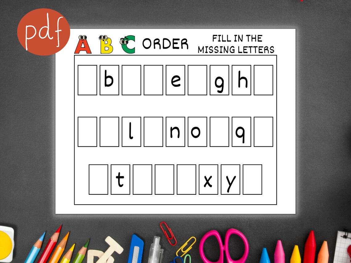 ABC Order, ABC Fill In, Montessori Printable, Homeschool Printable ...