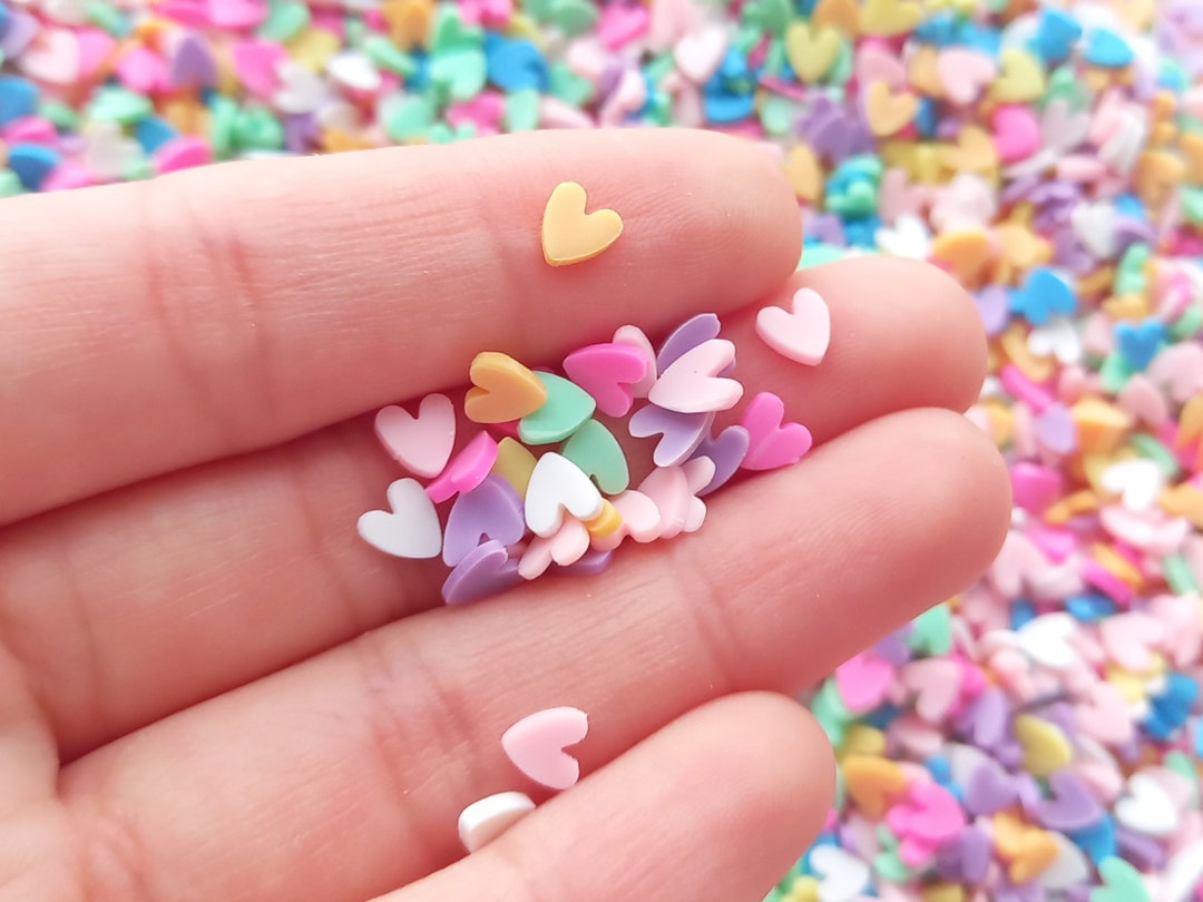 Polymer Clay Colourful Heart Sprinkle Slices | Fimo Sculpey Slices ...