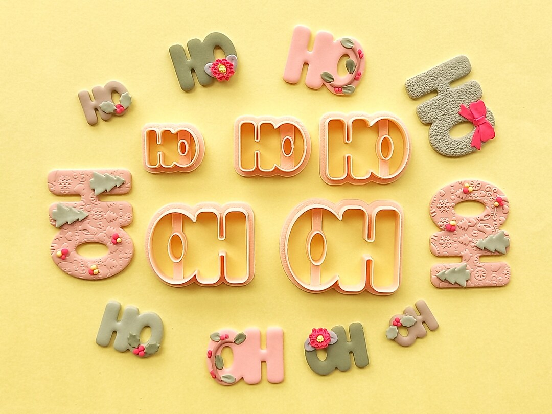 Christmas Ho Ho Oh Polymer Clay Cutter Set | Santa Claus Trees Cookie ...