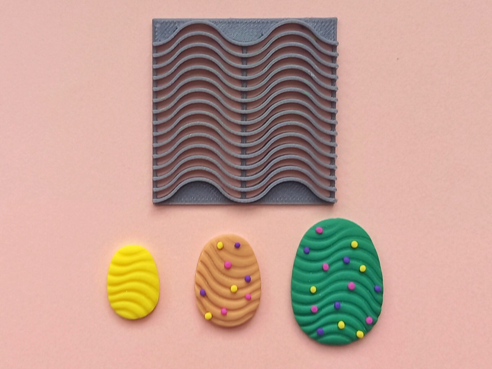 Texture Stamp Tile for Polymer Clay | Imprint Embossing Wave Line ...