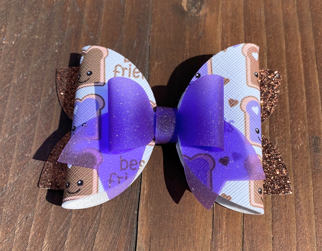 2 Best Friend Bows, Faux Leather Bow, Peanut Butter and Jelly Bow ...