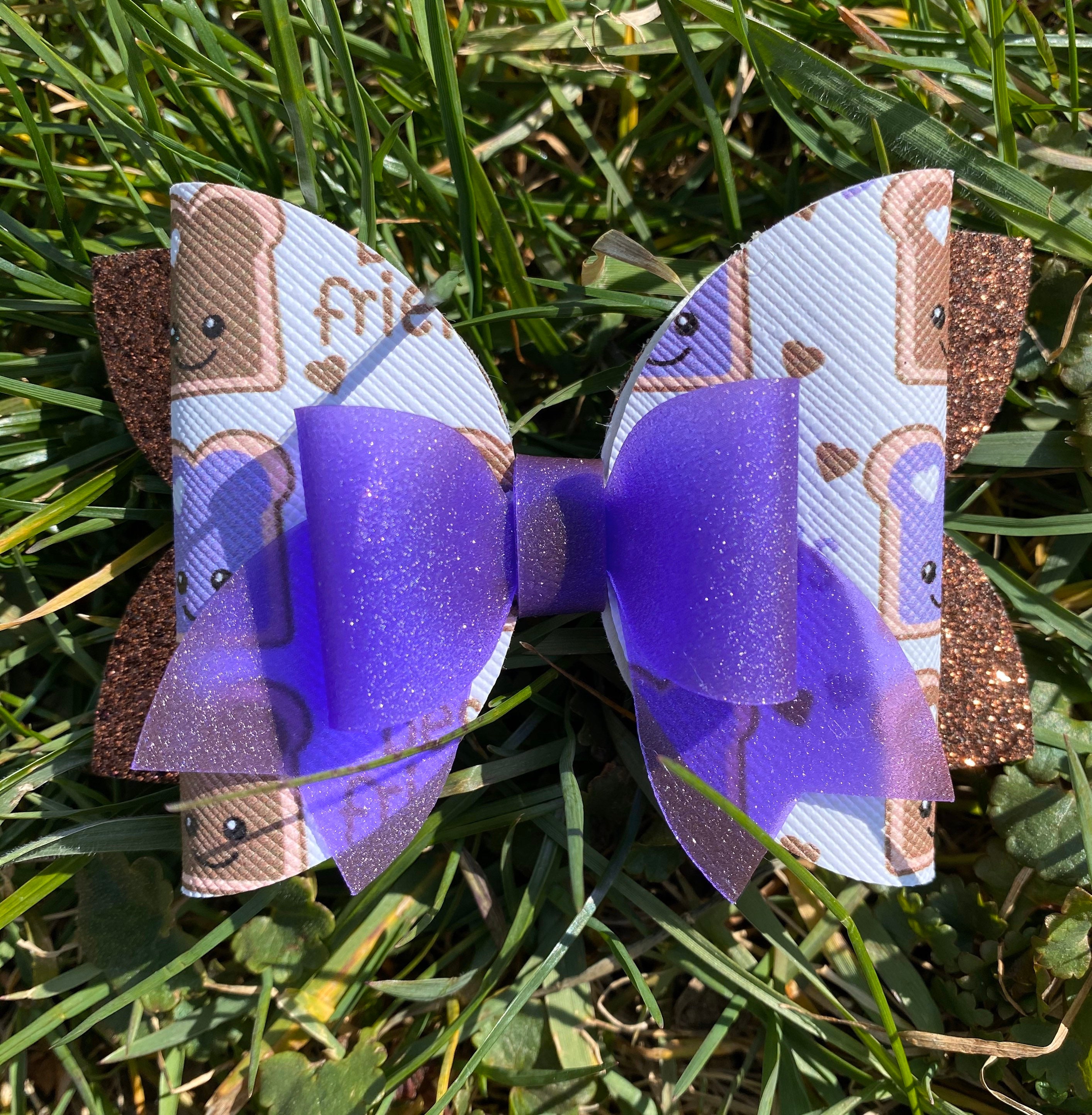 2 Best Friend Bows, Faux Leather Bow, Peanut Butter and Jelly Bow ...