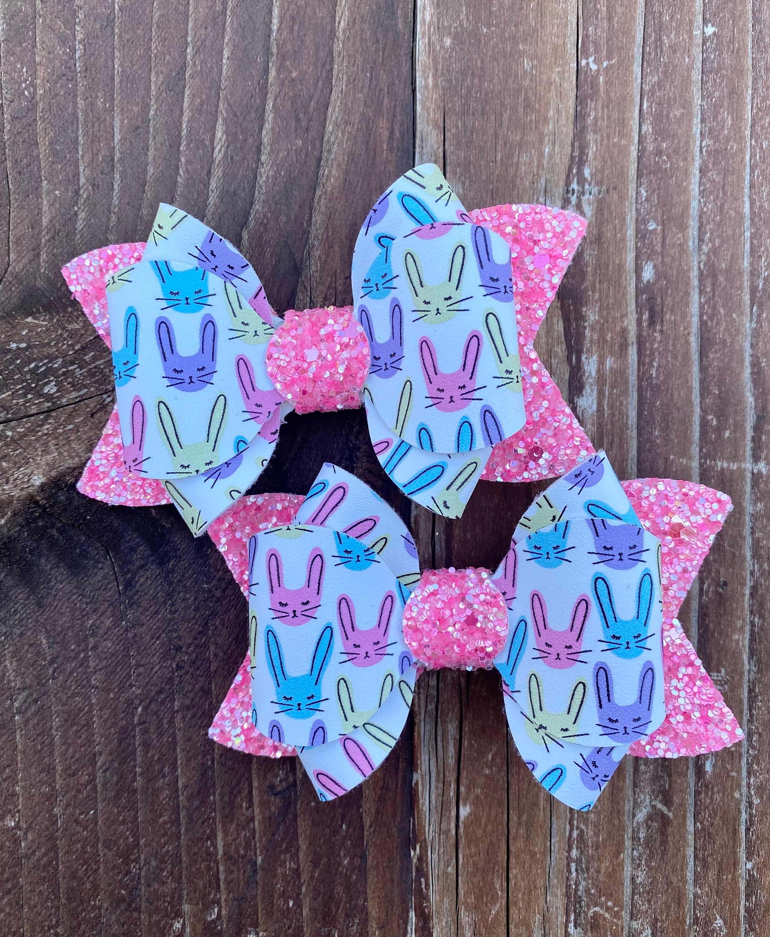 Pig Tail Bows, Piggy Bows, Bunny Pig Tail Bows, Easter Pig Tail Bows ...