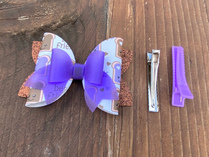 2 Best Friend Bows, Faux Leather Bow, Peanut Butter and Jelly Bow ...