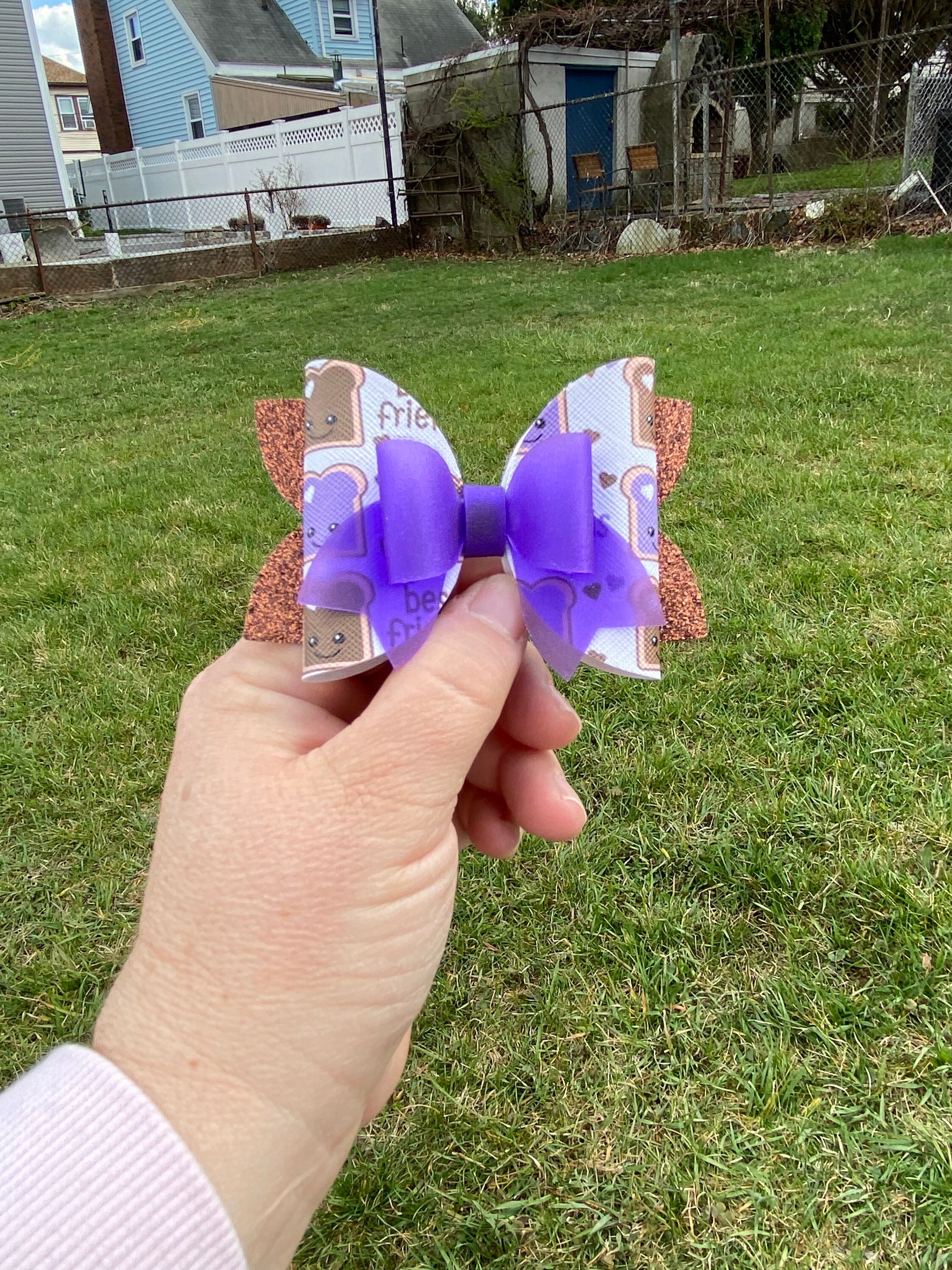 2 Best Friend Bows, Faux Leather Bow, Peanut Butter and Jelly Bow ...