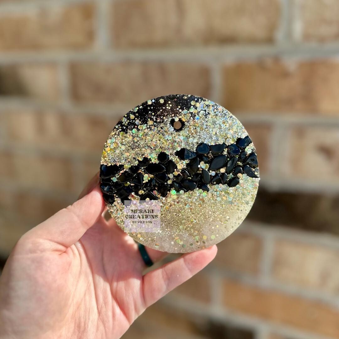 Black and Gold Glitter Geode Car Freshie Freshy - Car Air Freshener ...