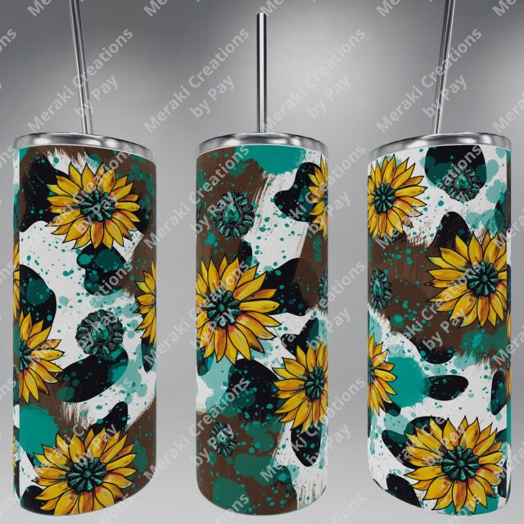 Cow Print Sunflower 20oz Sublimation Tumbler File Digital File Only - Etsy