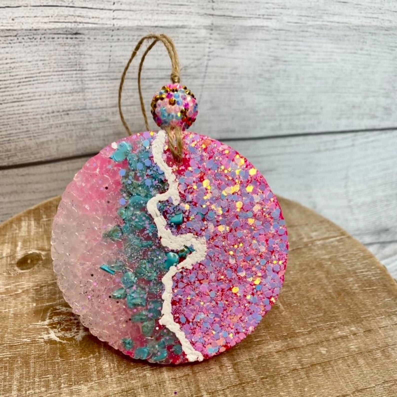 Pink and Turquoise Glitter Geode Car Freshie Car Air - Etsy