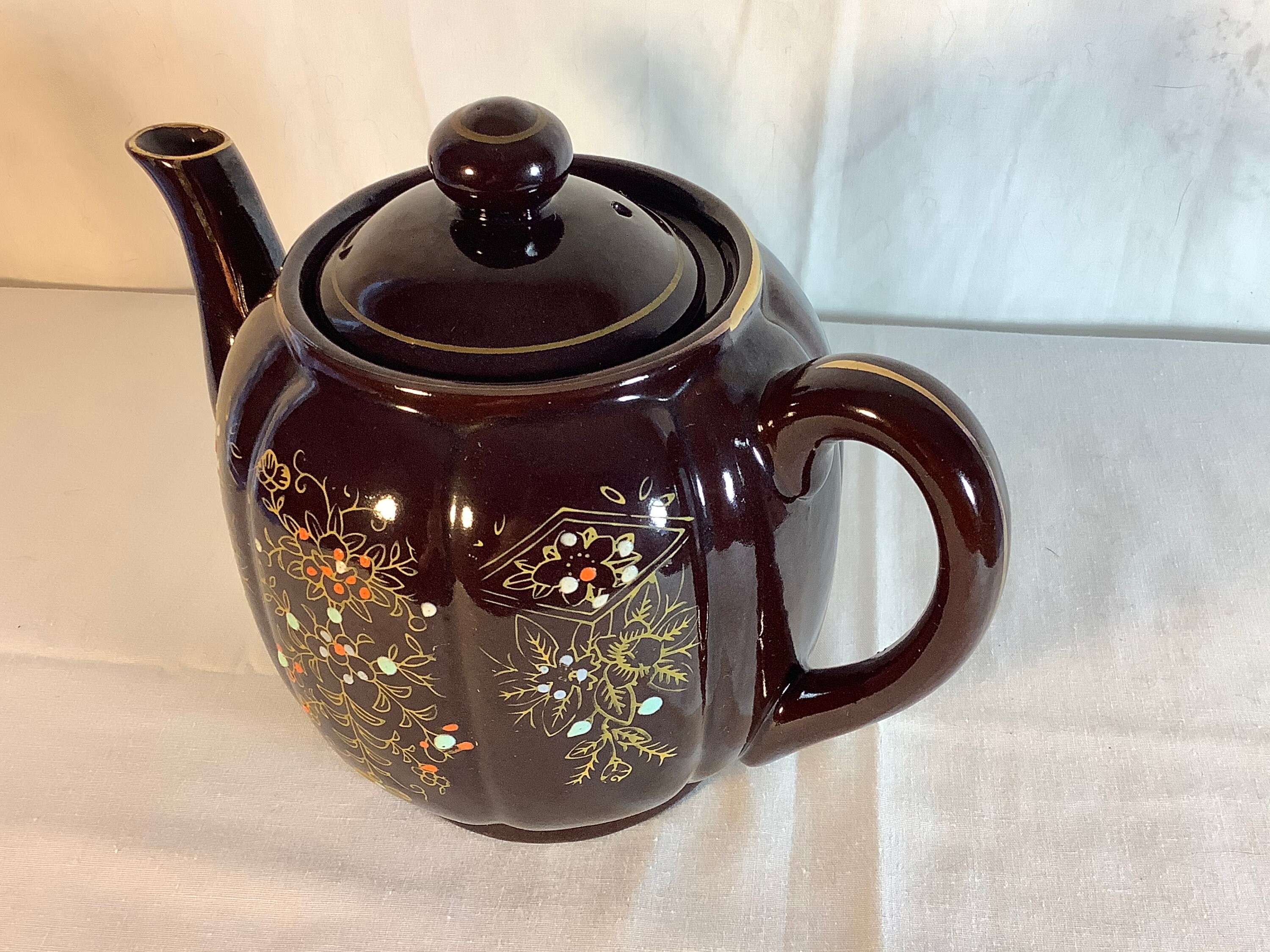 Vintage Moriage Redware Teapot - Etsy