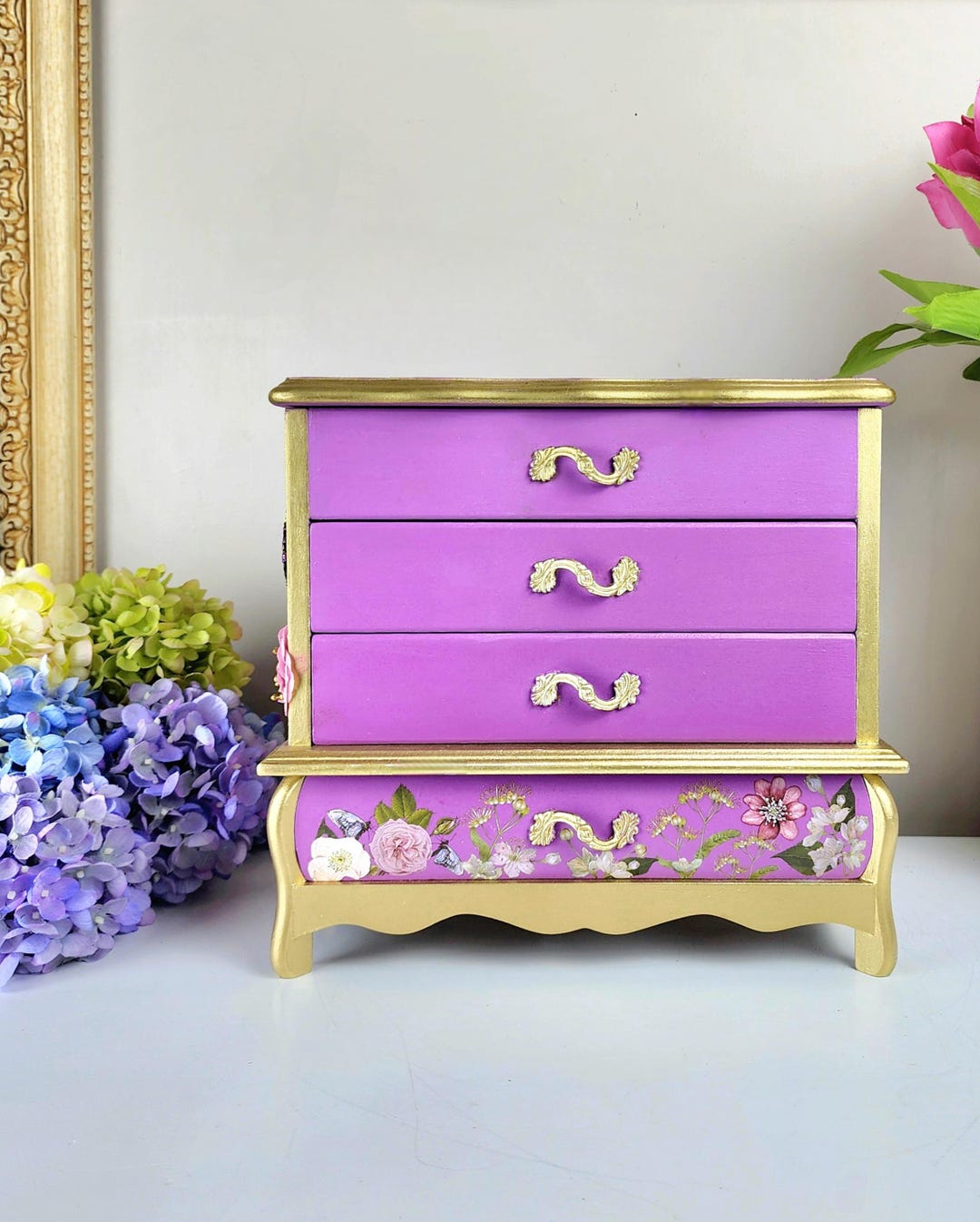Purple Jewelry Box, Small Jewelry Armoire, Beautiful Jewelry Box - Etsy