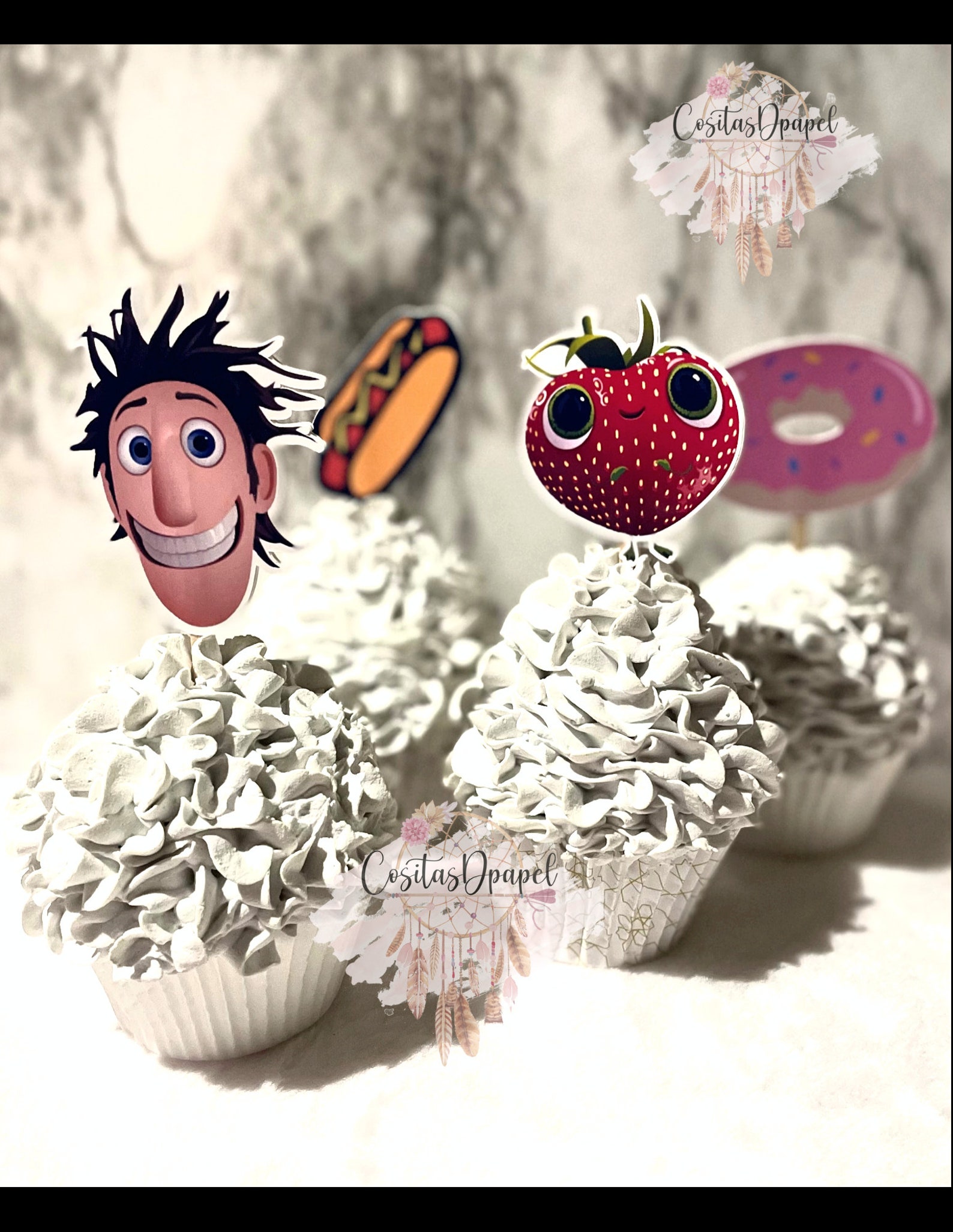 Cloudy With a Chance of Meatballs Cupcake Toppers - Etsy