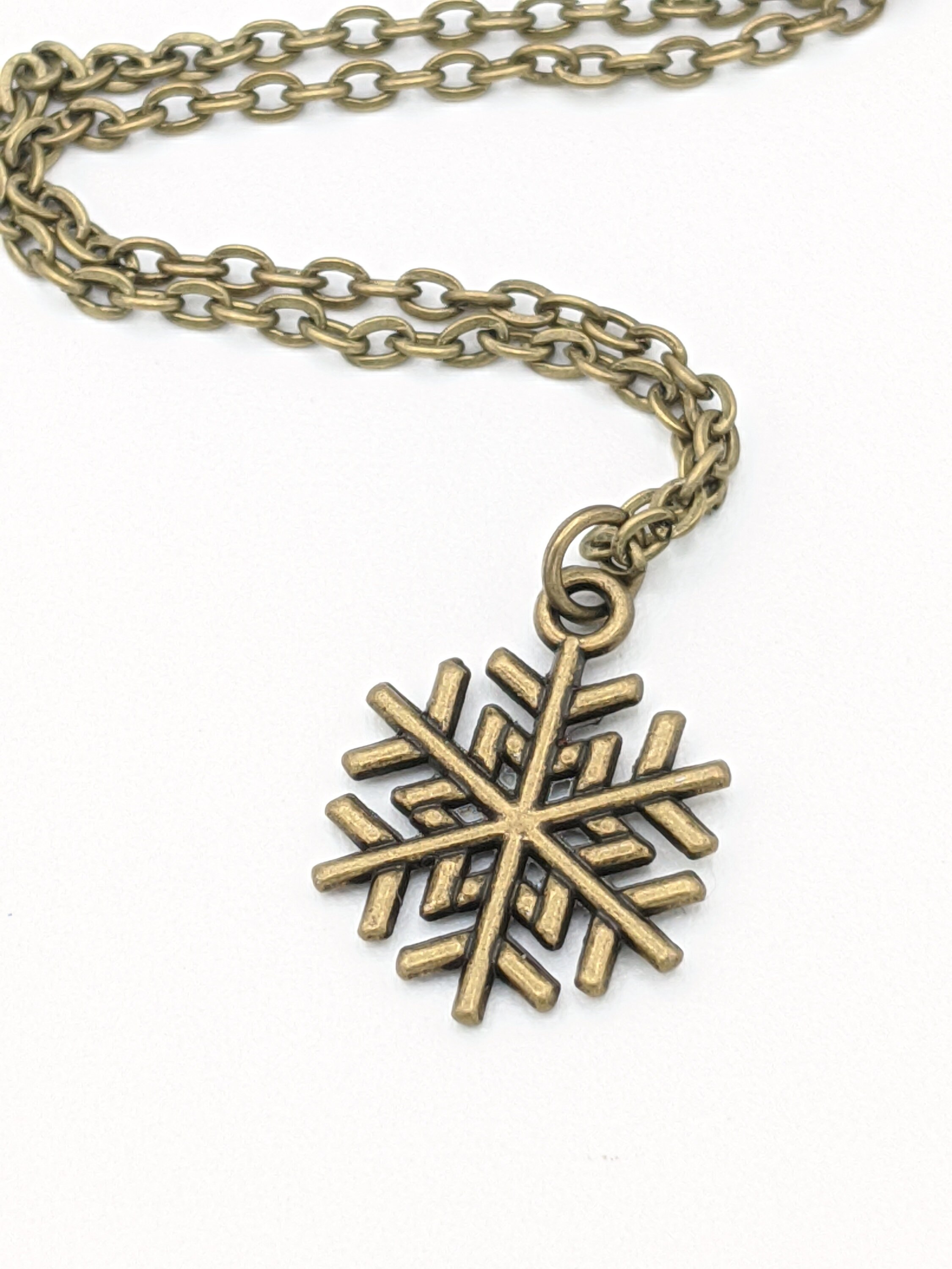 Snowflake Necklace for Women Bronze Jewelry Set Christmas | Etsy