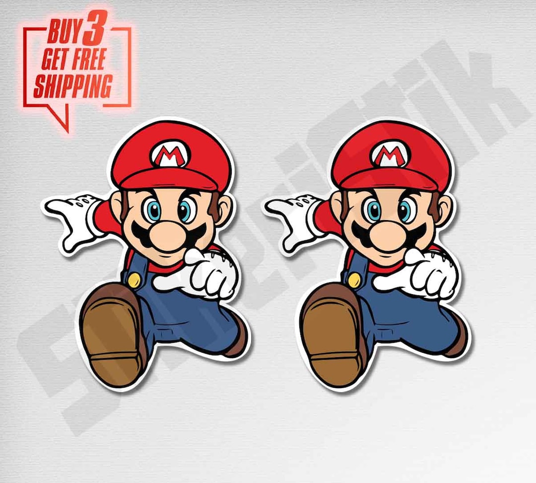 2x Mario Sticker, Super Mario Magnet, Car, Bike, Laptop, Door, Water ...
