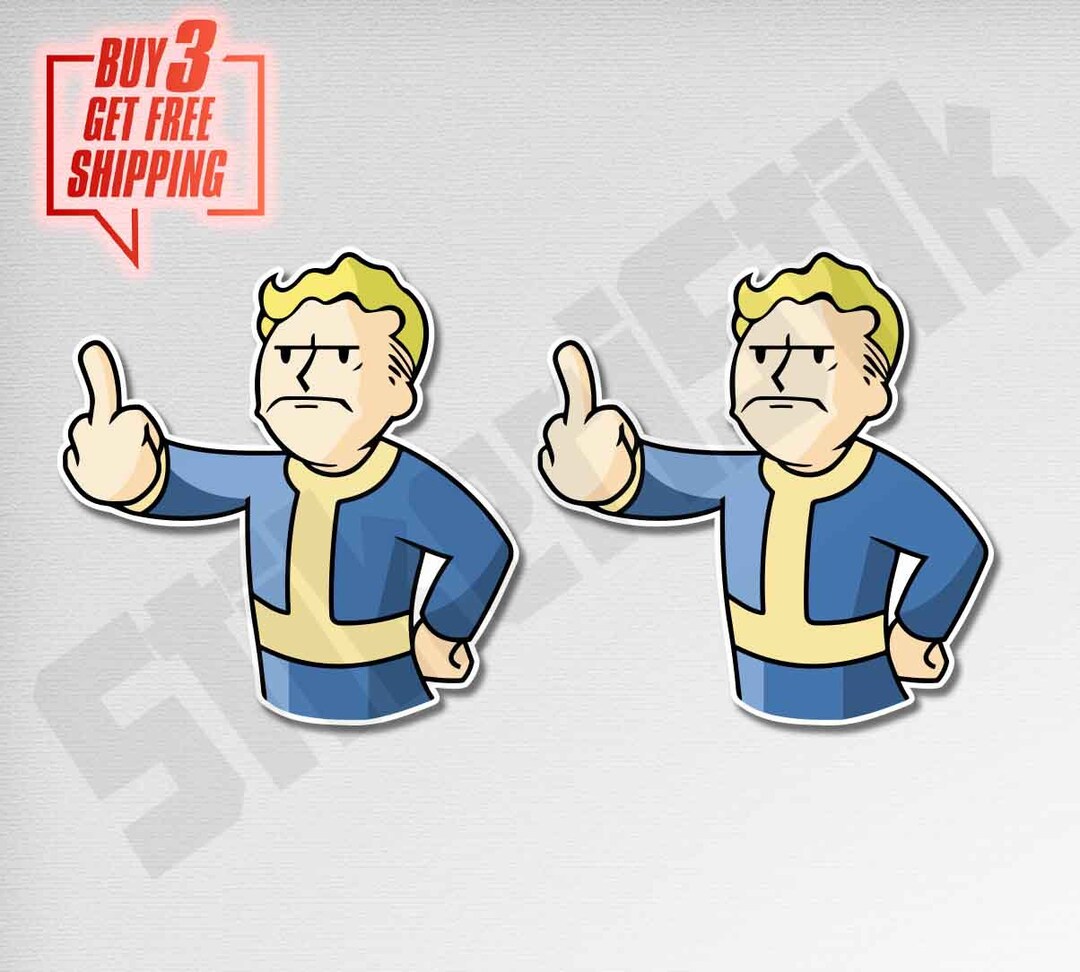 2x Fallout Sticker, Middle Finger Magnet, Car, Bike, Laptop, Door ...