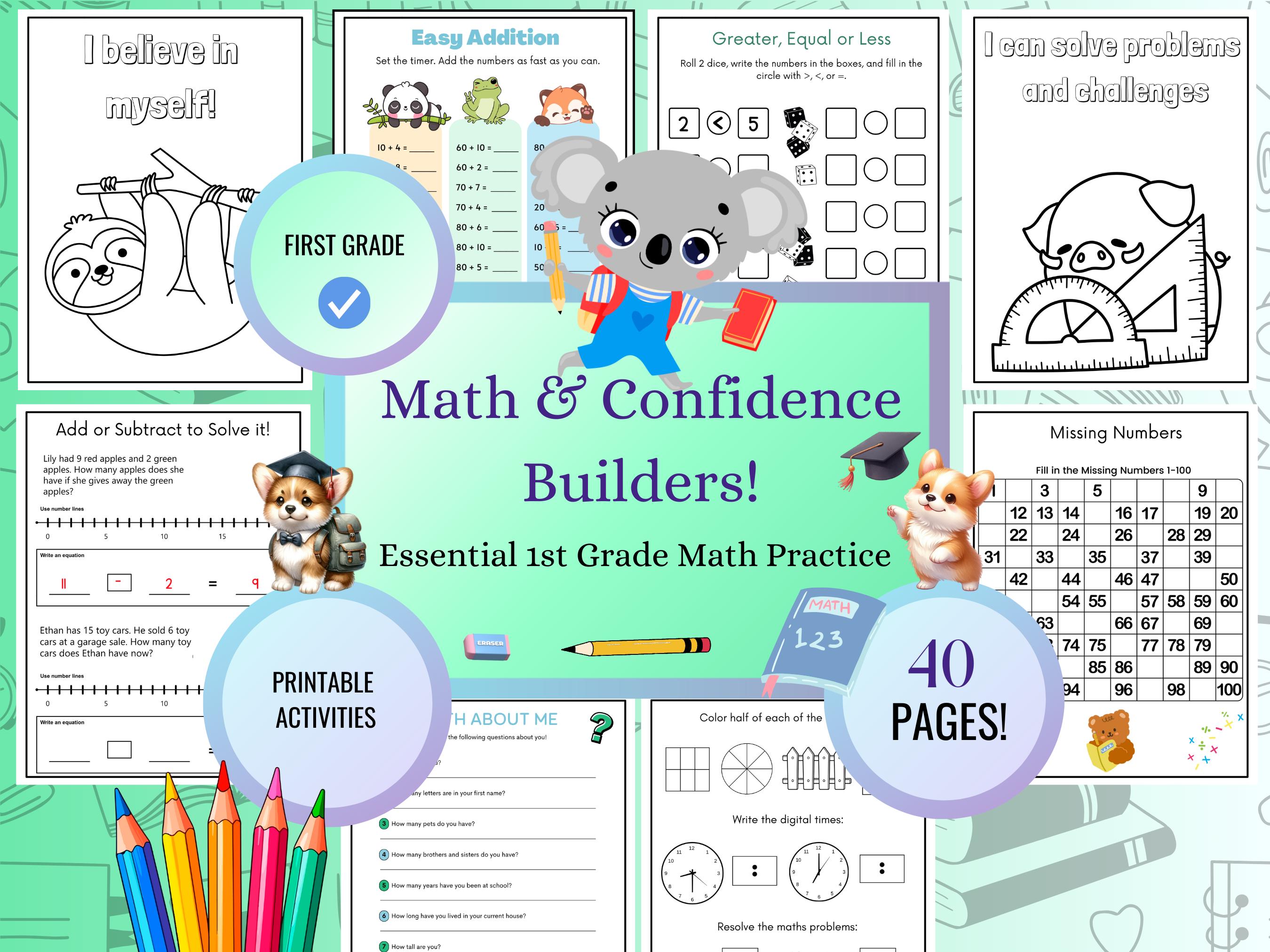 First Grade Math, Kids Math Activity, Math Worksheets, Affirmations for ...