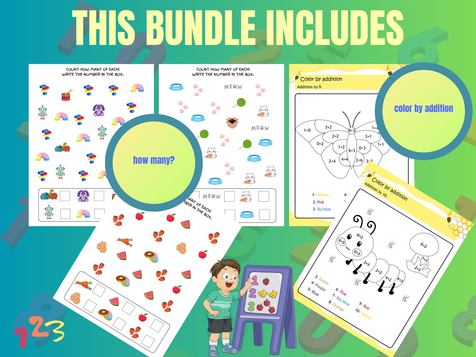 Kids Counting Activity, Kids Printable, Number Worksheets, Kids ...