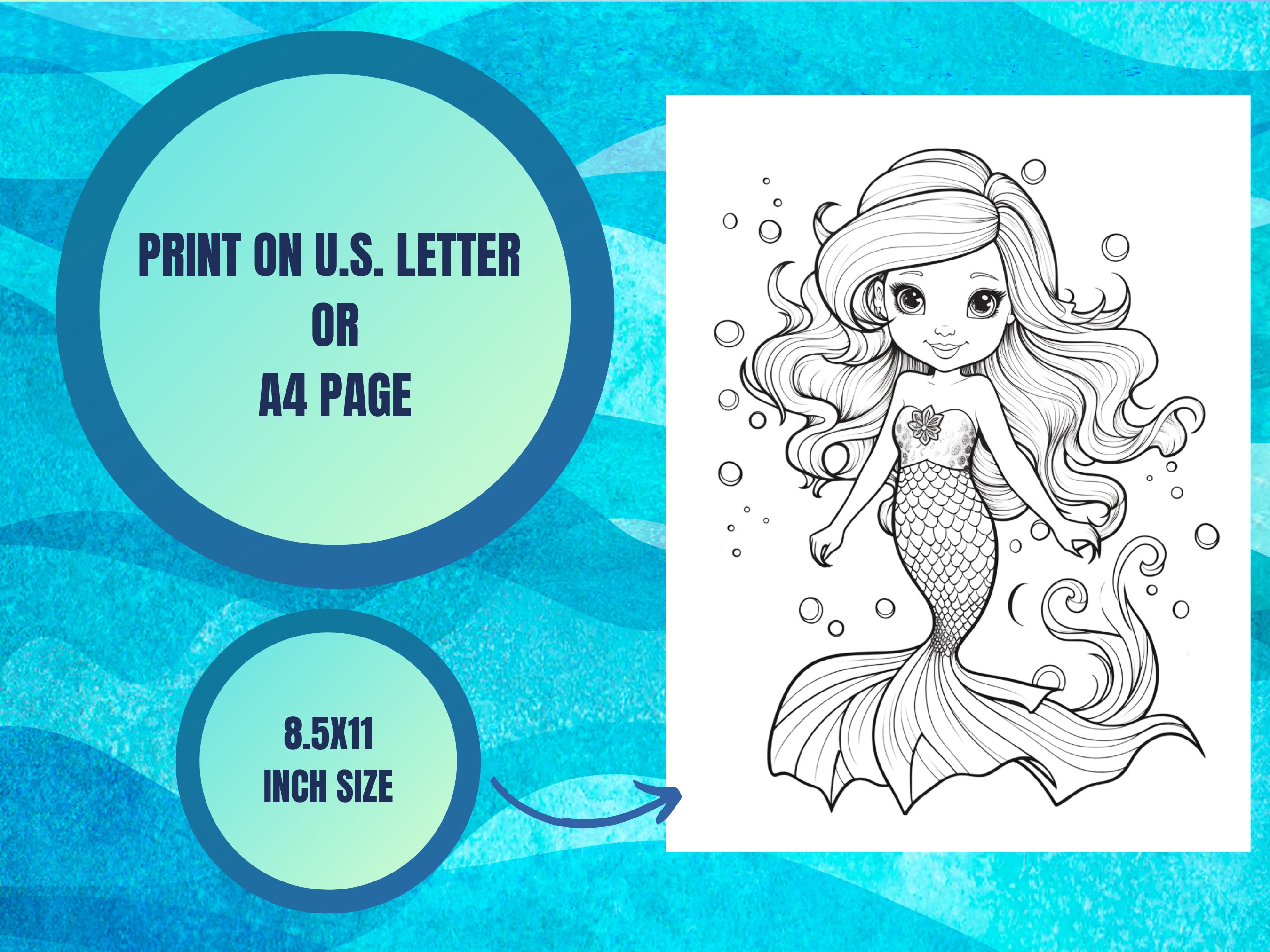 Mermaid Coloring Pages & Activities for Girls | Party Favors (digital ...