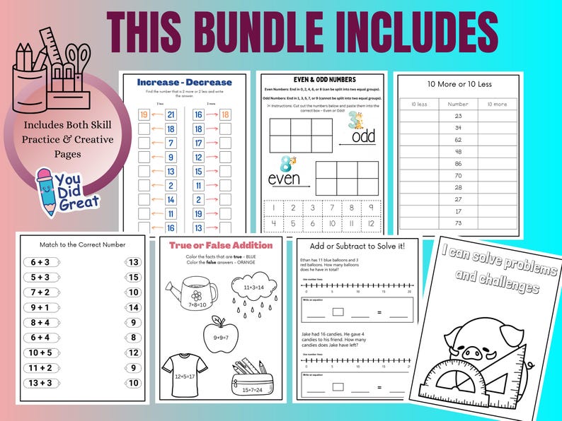1st Grade Worksheets Mega Bundle | First Grade ELA & Math Activities ...