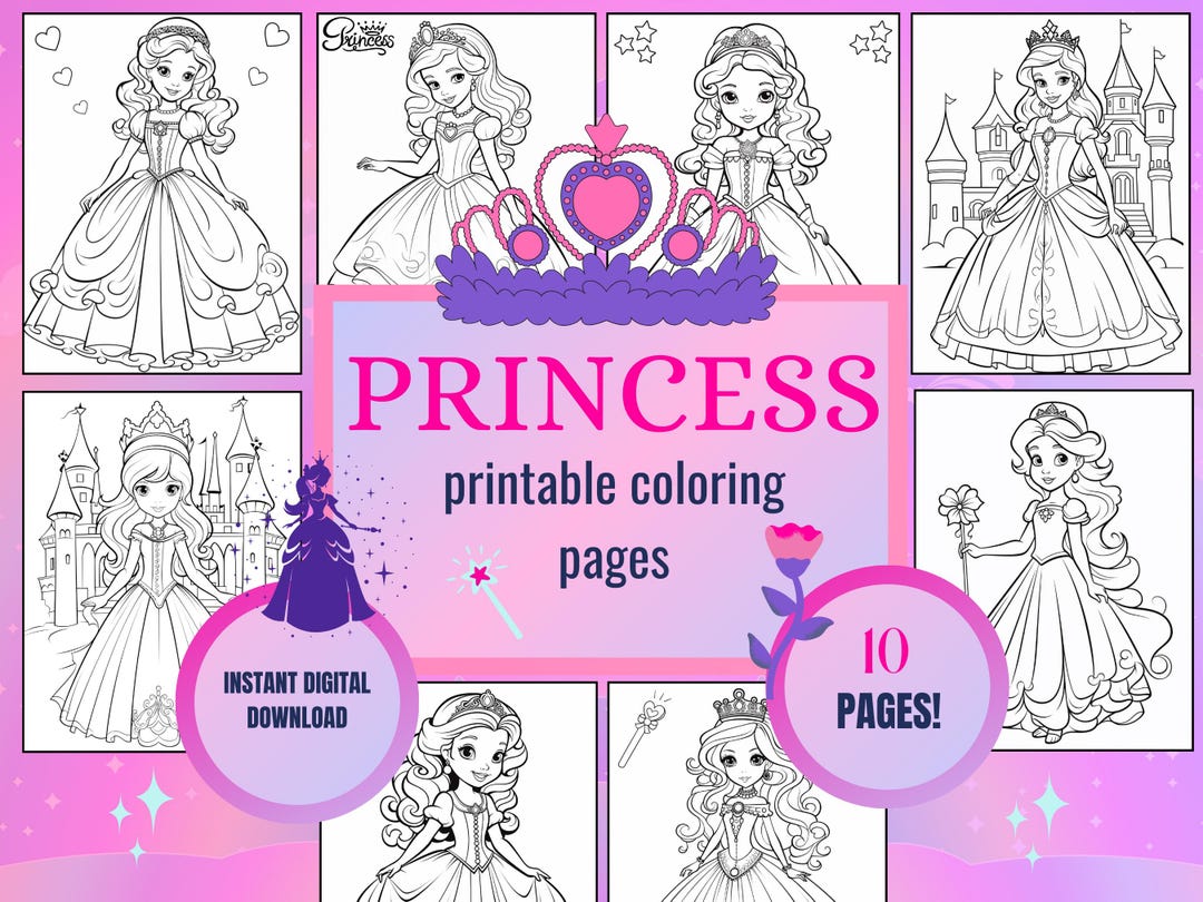 Princess Coloring, Princess Party Favors, Girls Coloring, Kids Coloring ...