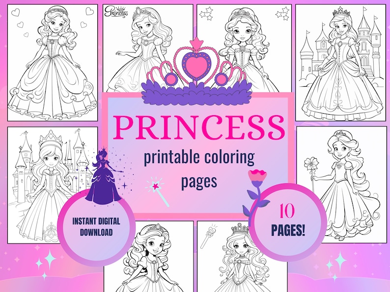 Princess Coloring, Princess Party Favors, Girls Coloring, Kids Coloring ...