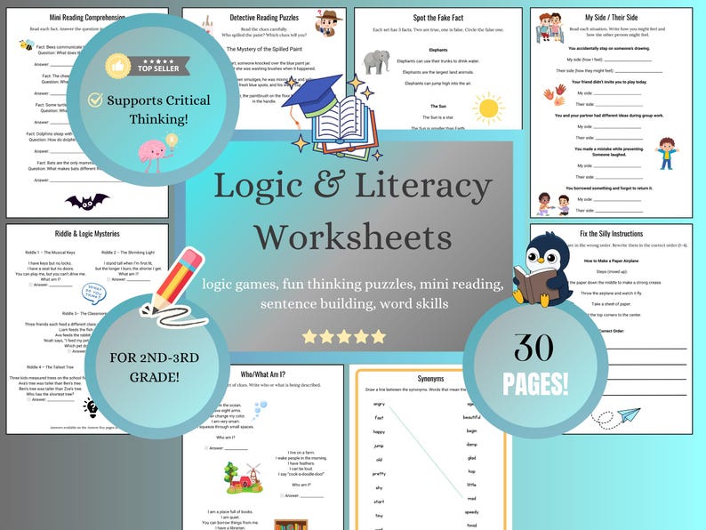 2nd-3rd Grade Logic & Literacy Worksheets | Reading | Writing ...