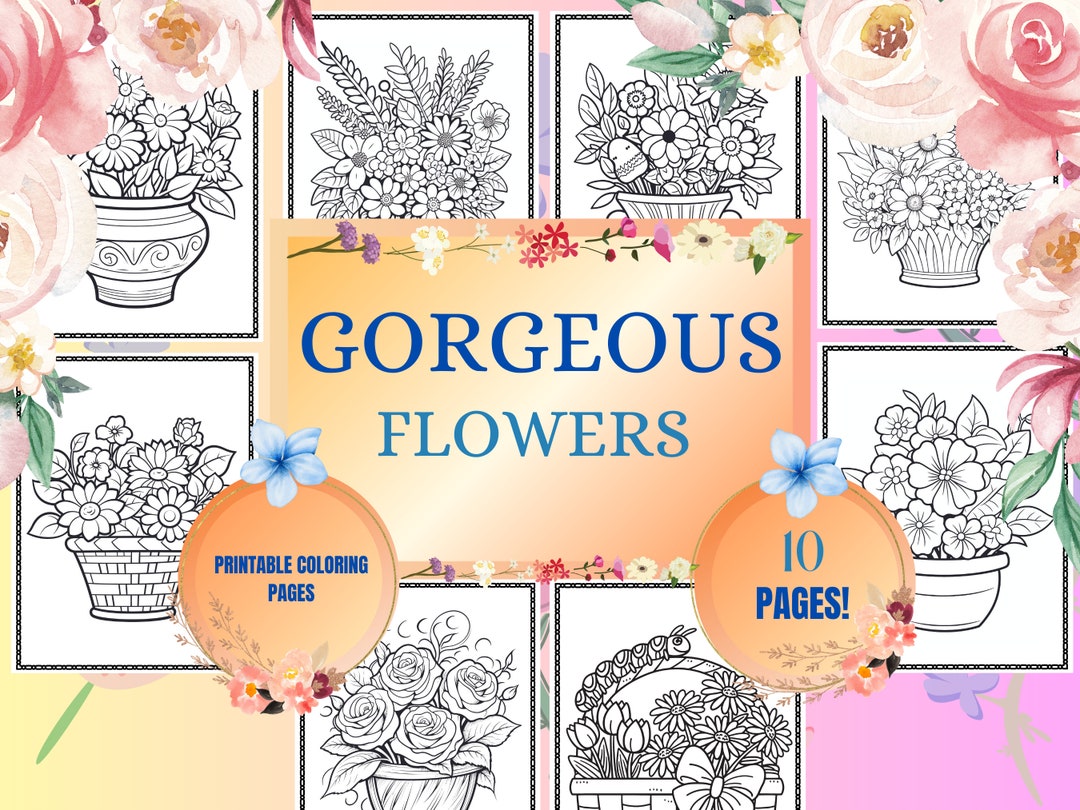 Flower Coloring, Floral Coloring Pages, Printable Flower Bouquet ...