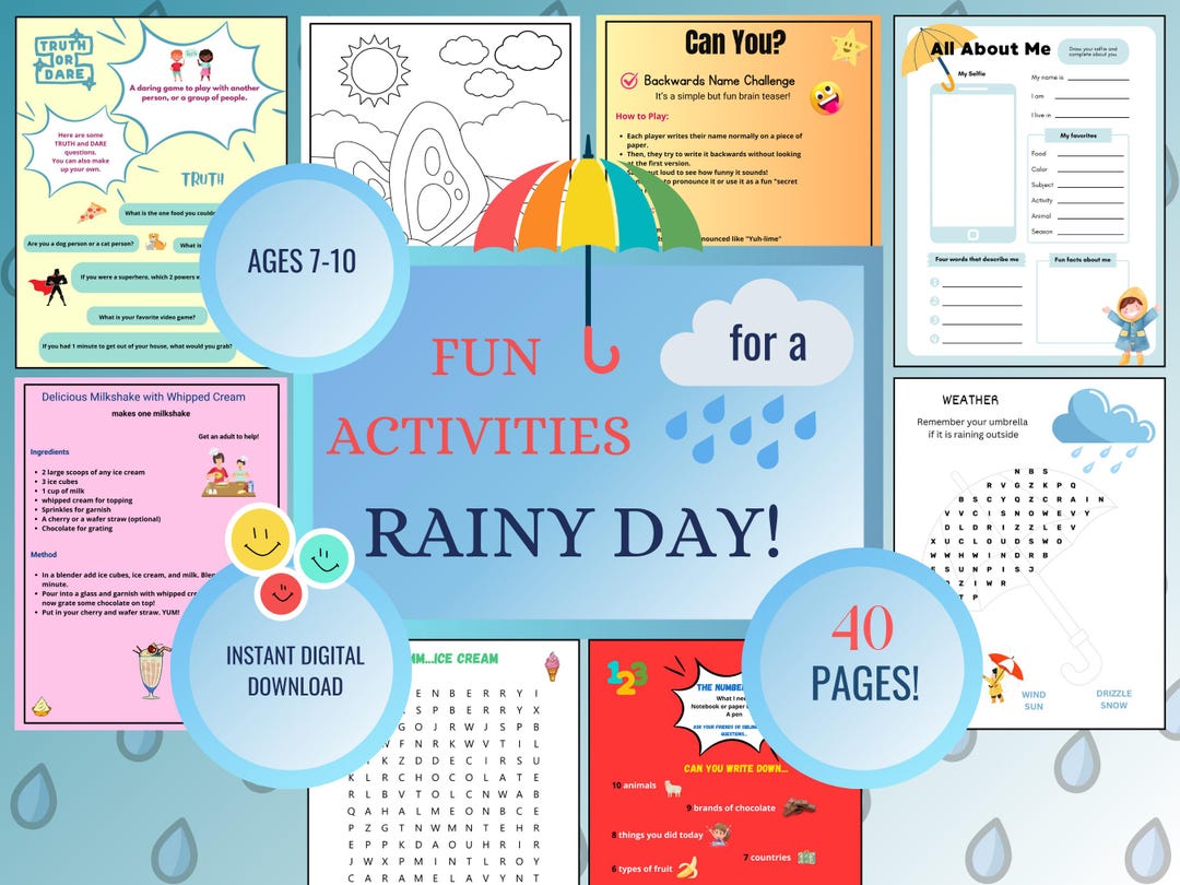 Rainy Day Kids Activity Bundle | Coloring Pages | Mazes | Recipes ...