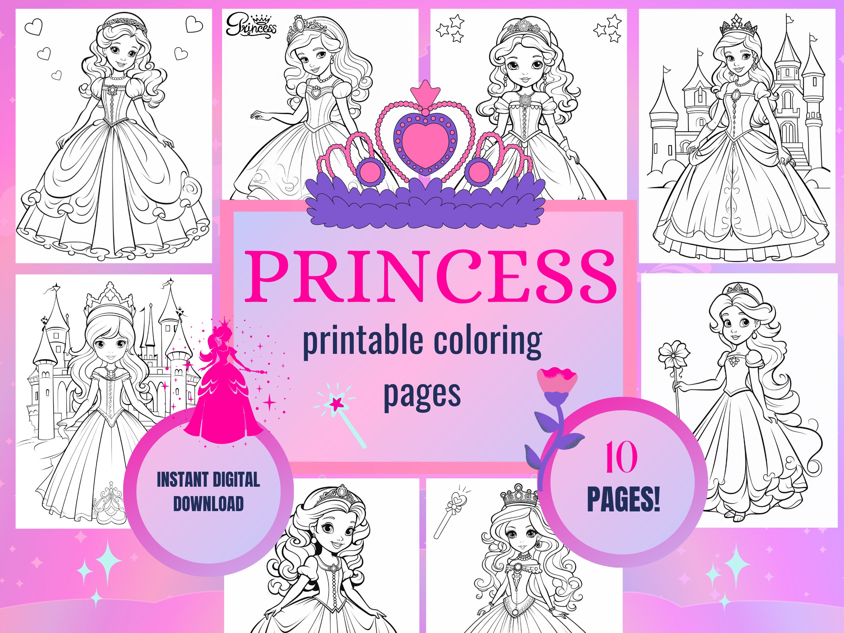 Princess Coloring Pages, Princess Printables for Kids, Girls Coloring ...