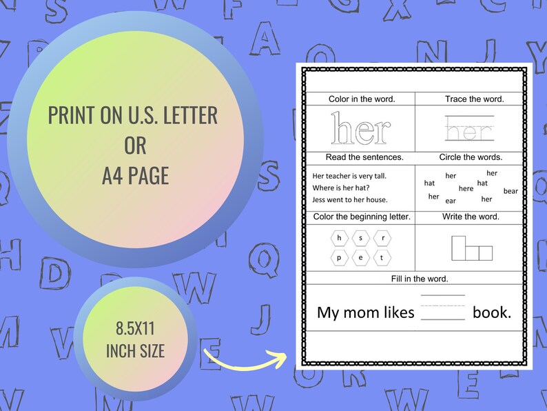 Hojas de trabajo de palabras frecuentes, actividad de escritura a mano ...