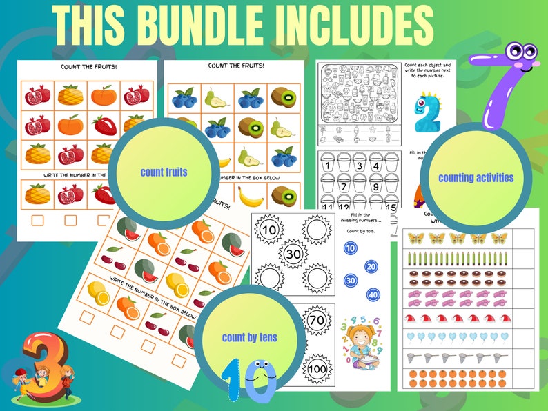 Kids Counting Activity, Kids Printable, Number Worksheets, Kids ...