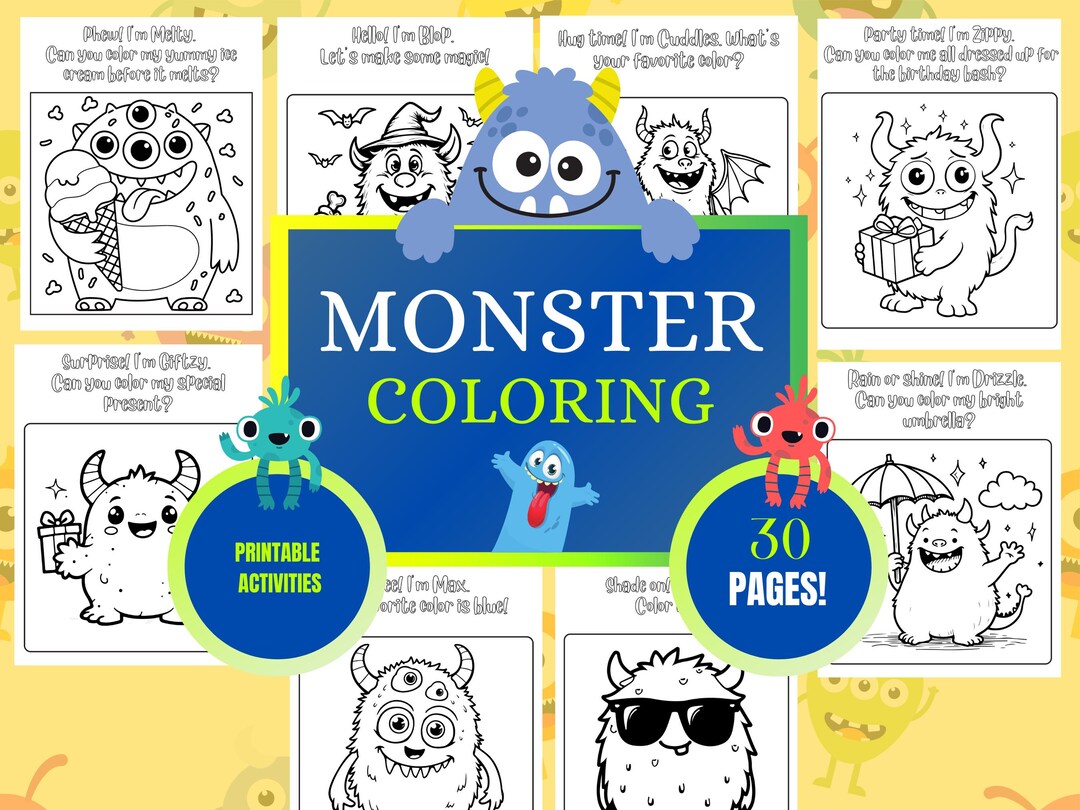 Monster Coloring, Kids Coloring Pages, Kids Activity, Printable ...