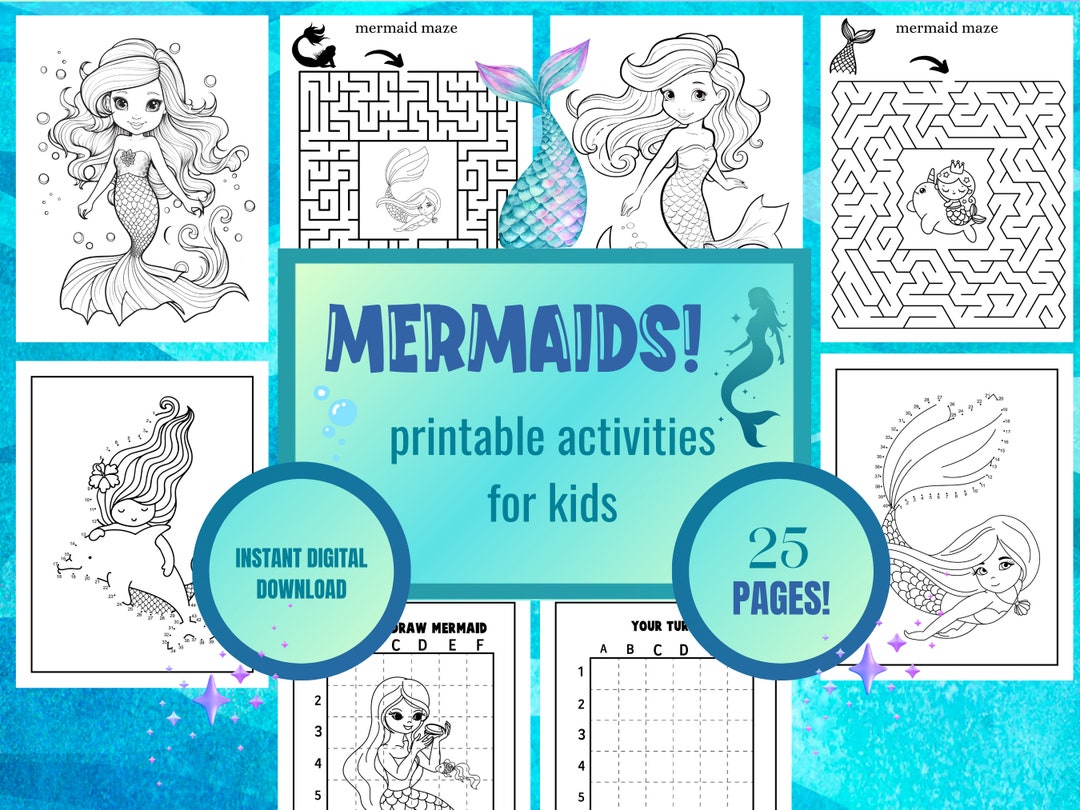 Mermaid Printables for Kids, Mermaid Activities, Girls Coloring Pages ...
