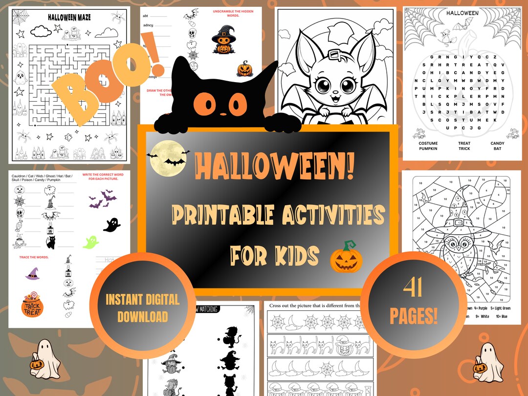 Halloween Activity Pages for Kids, Printable Halloween Activity ...