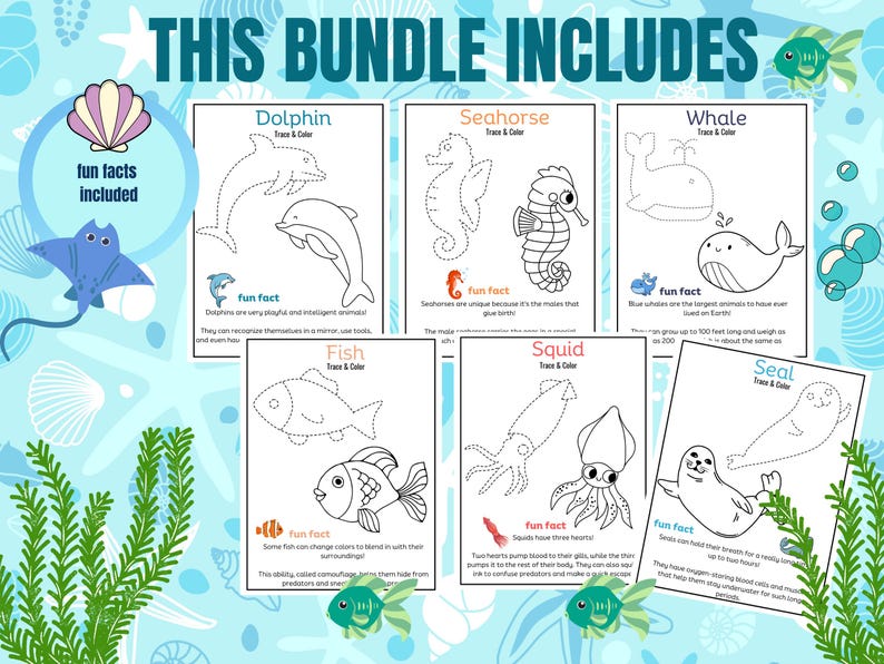 Sea Animal Activities | Ocean Fun Facts | Sea Creatures Coloring Pages ...