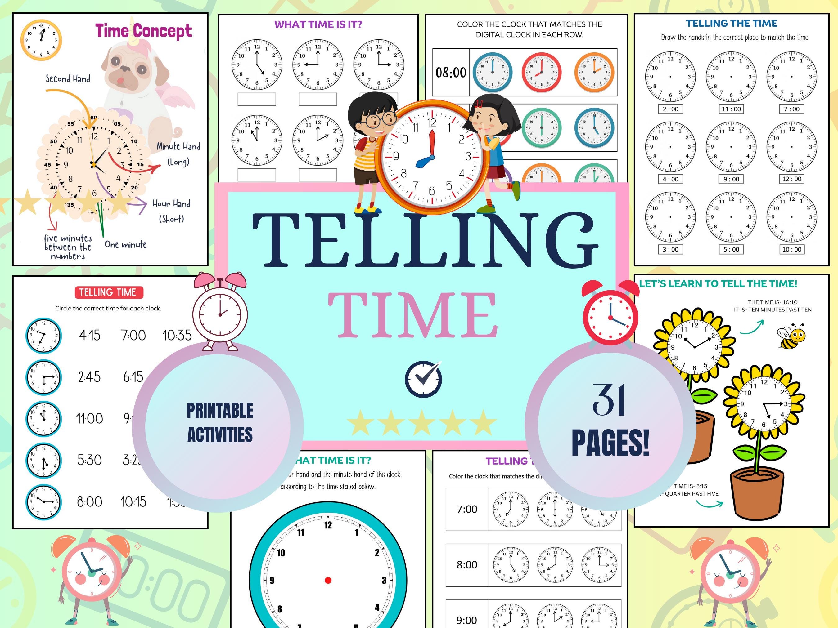 Telling Time Worksheets | Clock Printables | Kids Learning Activities ...