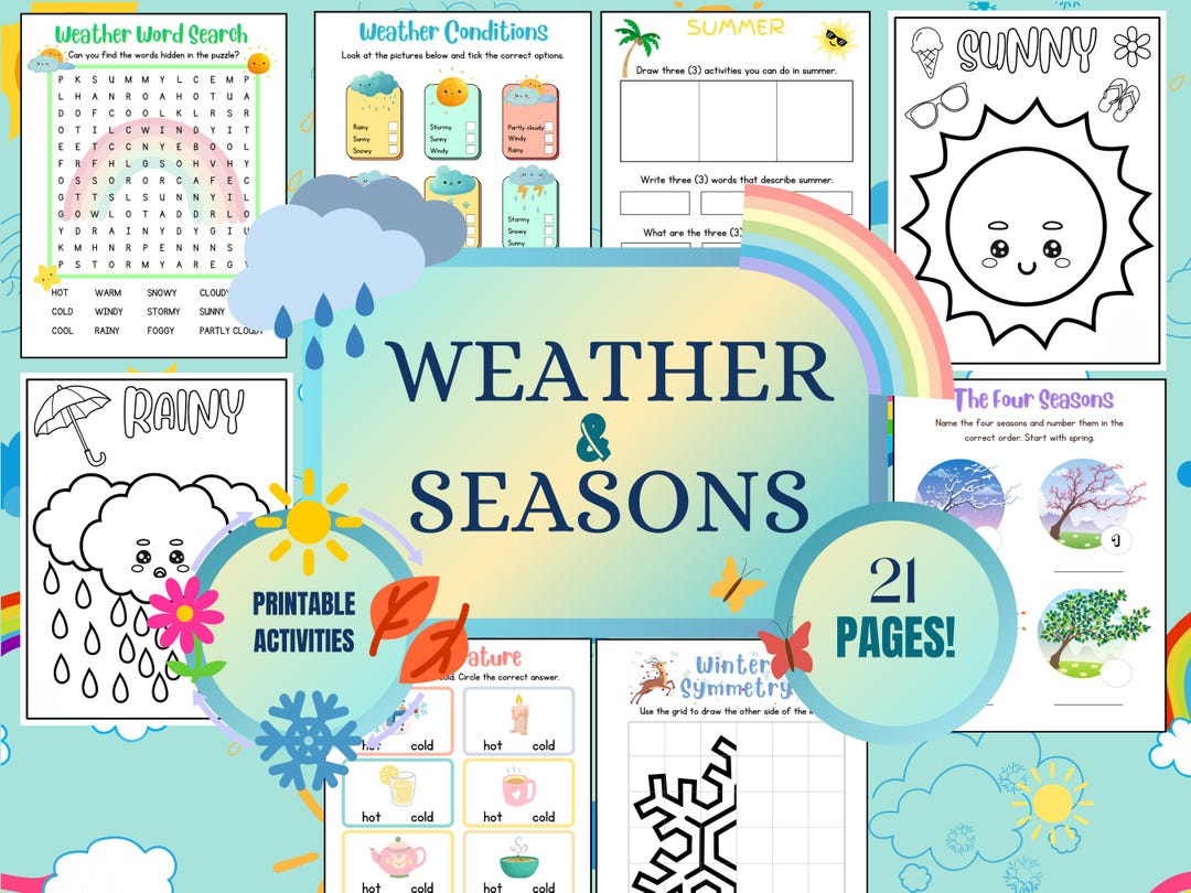 Weather & Seasons Worksheets | Four Seasons | Kids Printable Activities ...