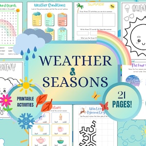 Weather & Seasons Worksheets | Four Seasons | Kids Printable Activities ...