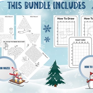 Kids Winter Activities, Printable Winter Activity Bundle, Coloring ...