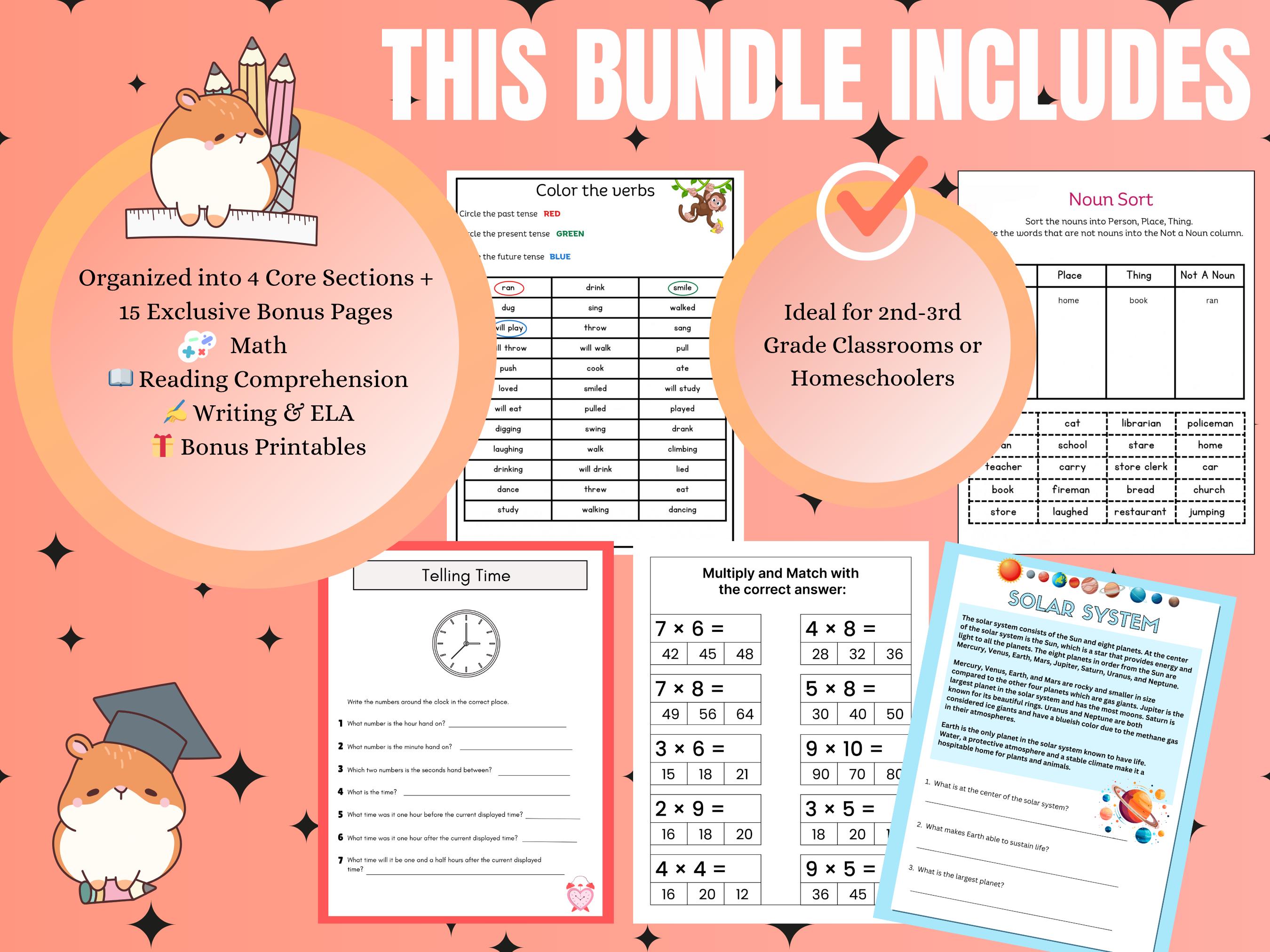 2nd–3rd Grade Reading & Math Worksheets | 160 Printable Activities for ...