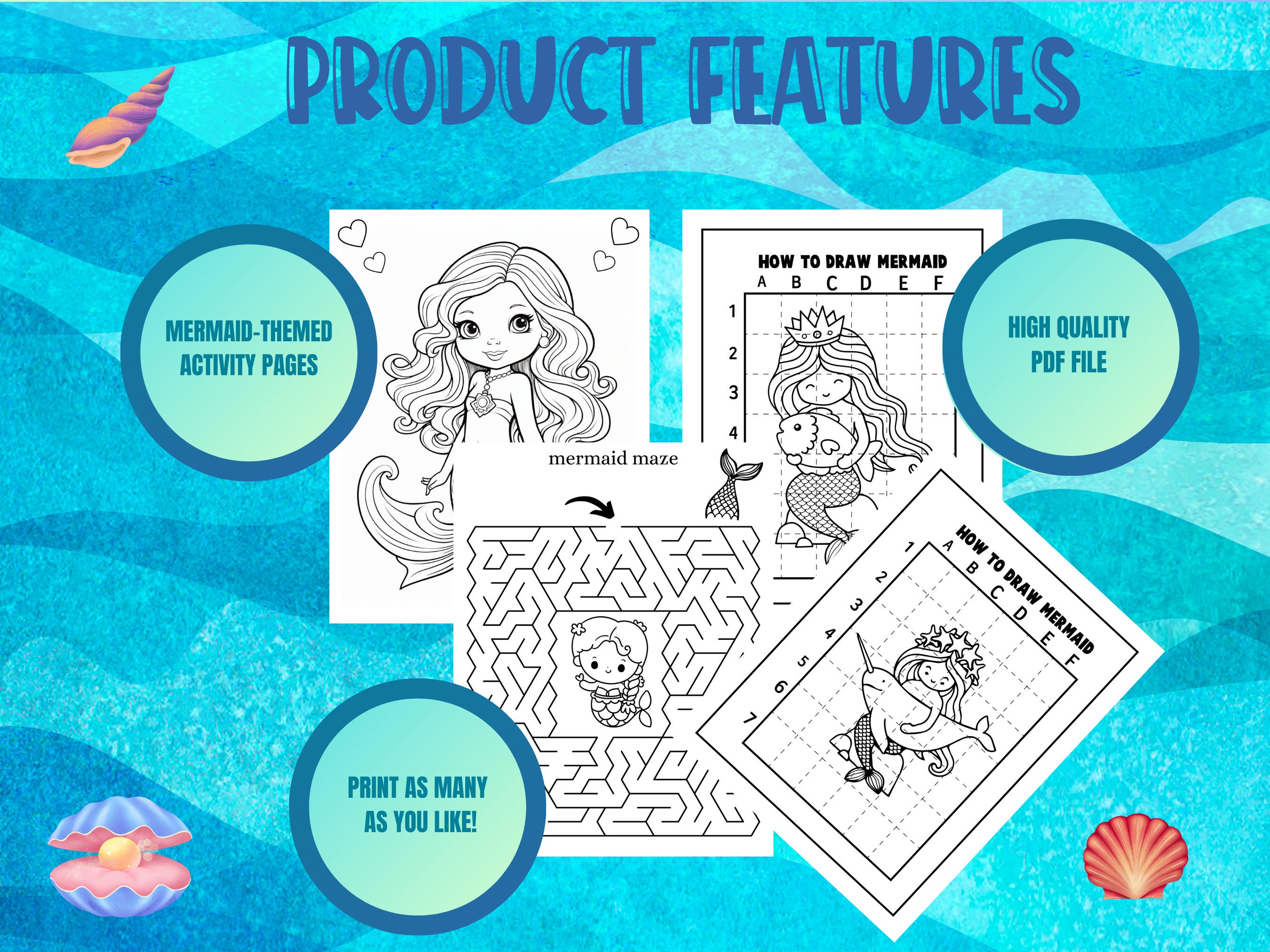 Mermaid Printables for Kids, Mermaid Activities, Girls Coloring Pages ...