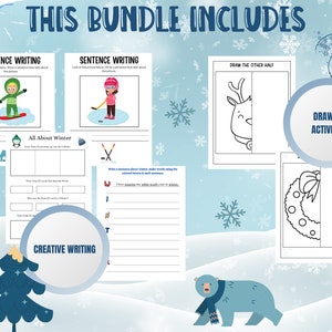 Kids Winter Activities, Printable Winter Activity Bundle, Coloring ...
