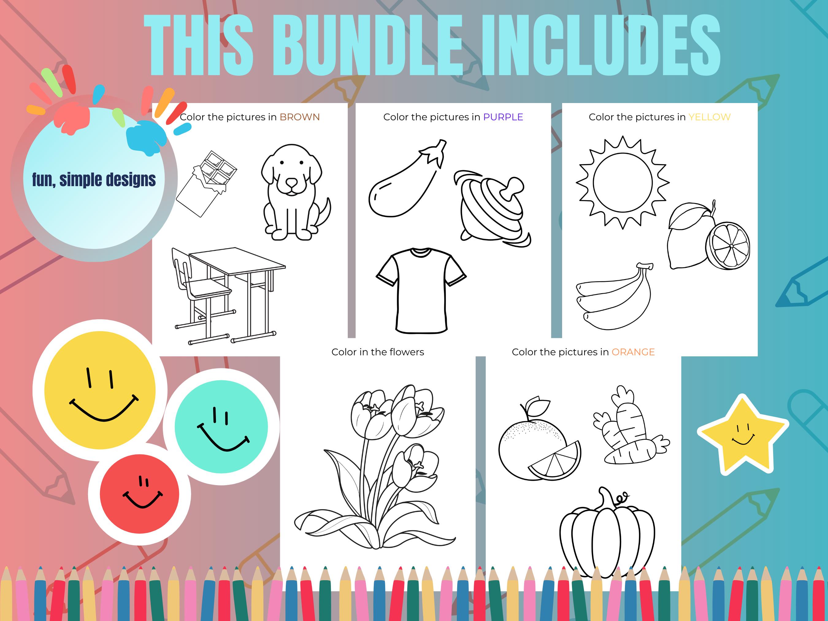 Kids Coloring Pages, 50 Coloring Pages for Toddlers, Preschoolers ...