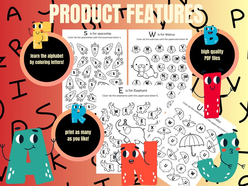 ABC Coloring, Kids Activity, Alphabet Coloring Pages, Kids Printable ...