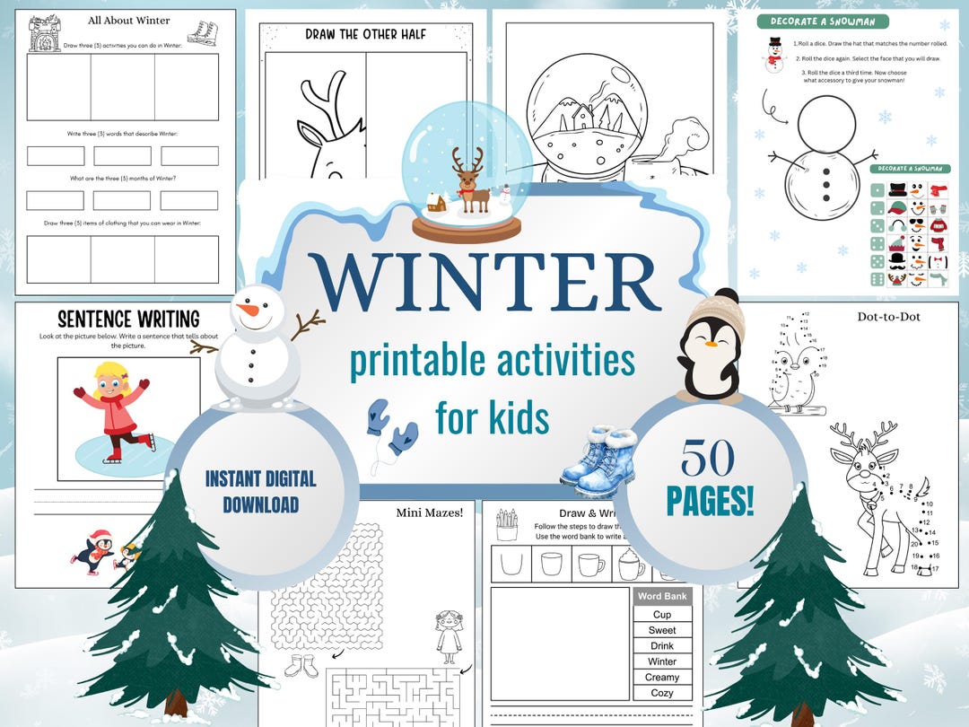 Paquete de actividades de invierno para niños / Páginas para colorear y ...
